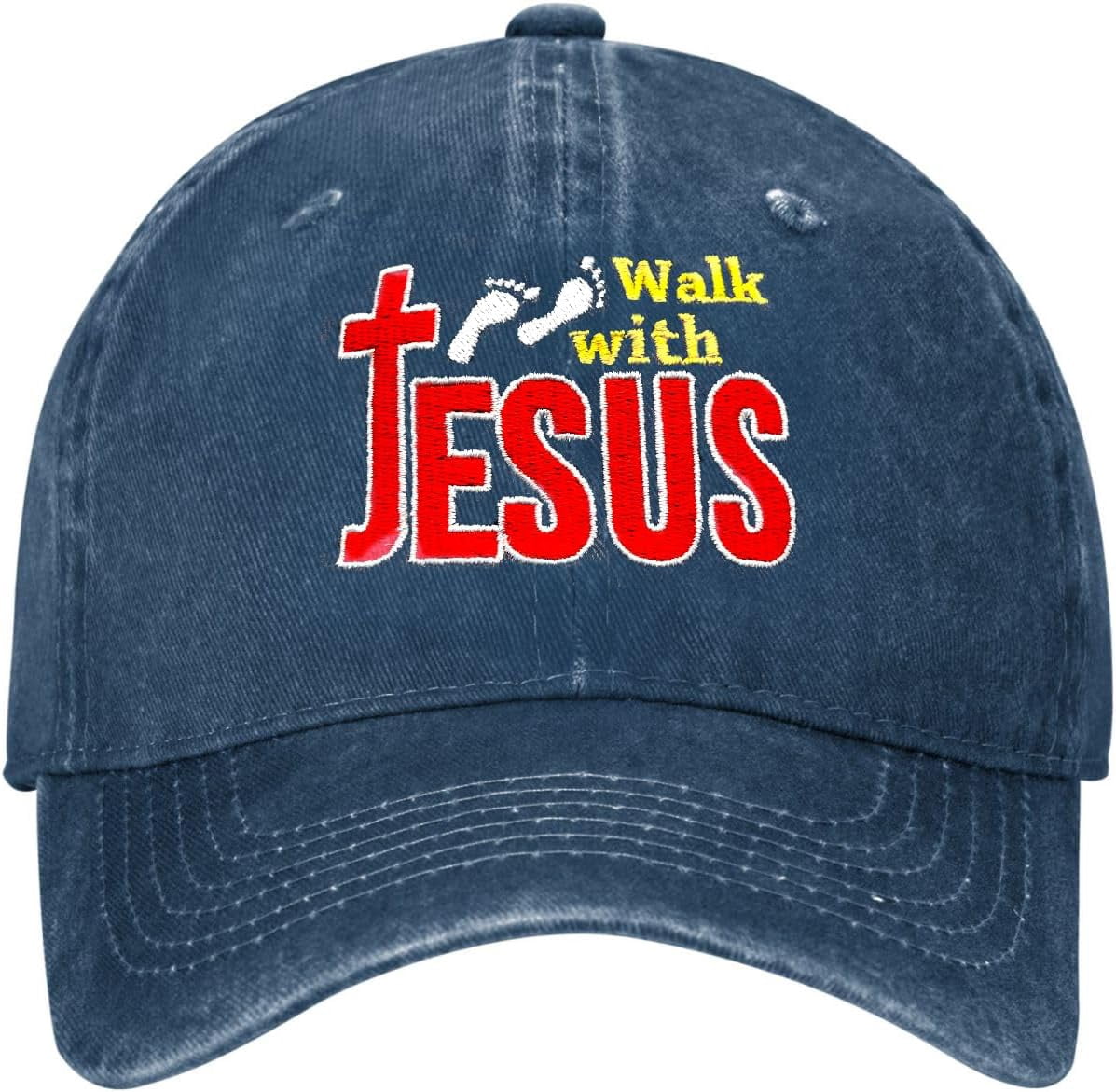 Walk With Jesus Embroidered Baseball Cap Vintage Adjustable Washed ...