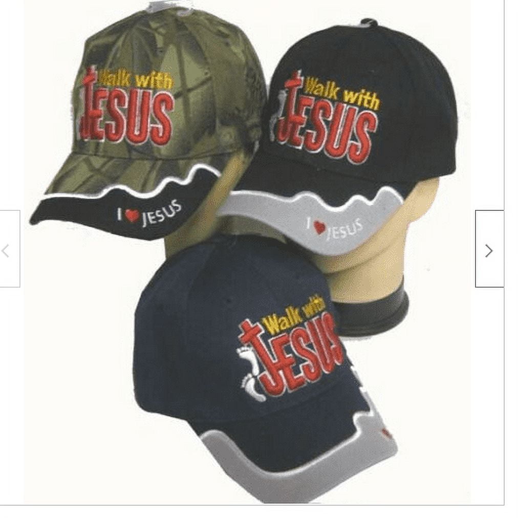 Walk With Jesus Hat Ball Cap I Love Heart Jesus Black Christian ...