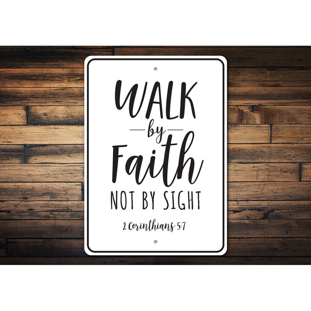 Walk by Faith Sign, Inspirational Bible Verse Scripture Wall Decor ...