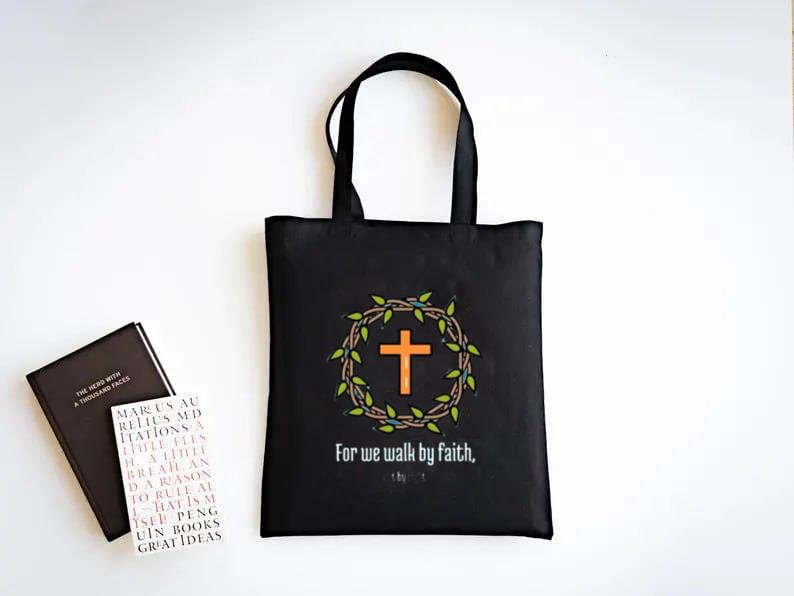 Walk by Faith Tote Bag Inspirational Spiritual Christian Message, a ...