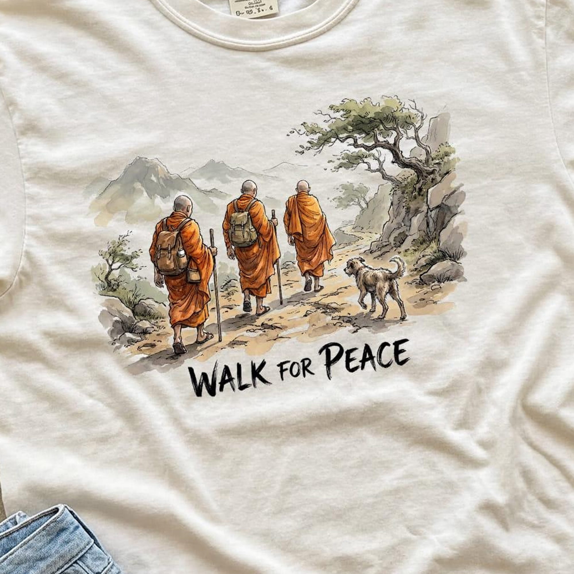 Walk for Peace Shirt Buddhist Monks Tee Spiritual Zen Art Meditation ...