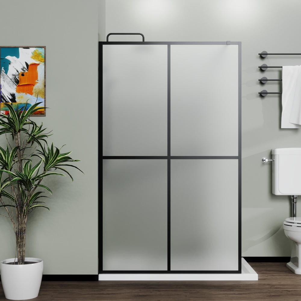Walk-in Frost Glass Shower Screen Shower Door Aluminium 4-panel design ...