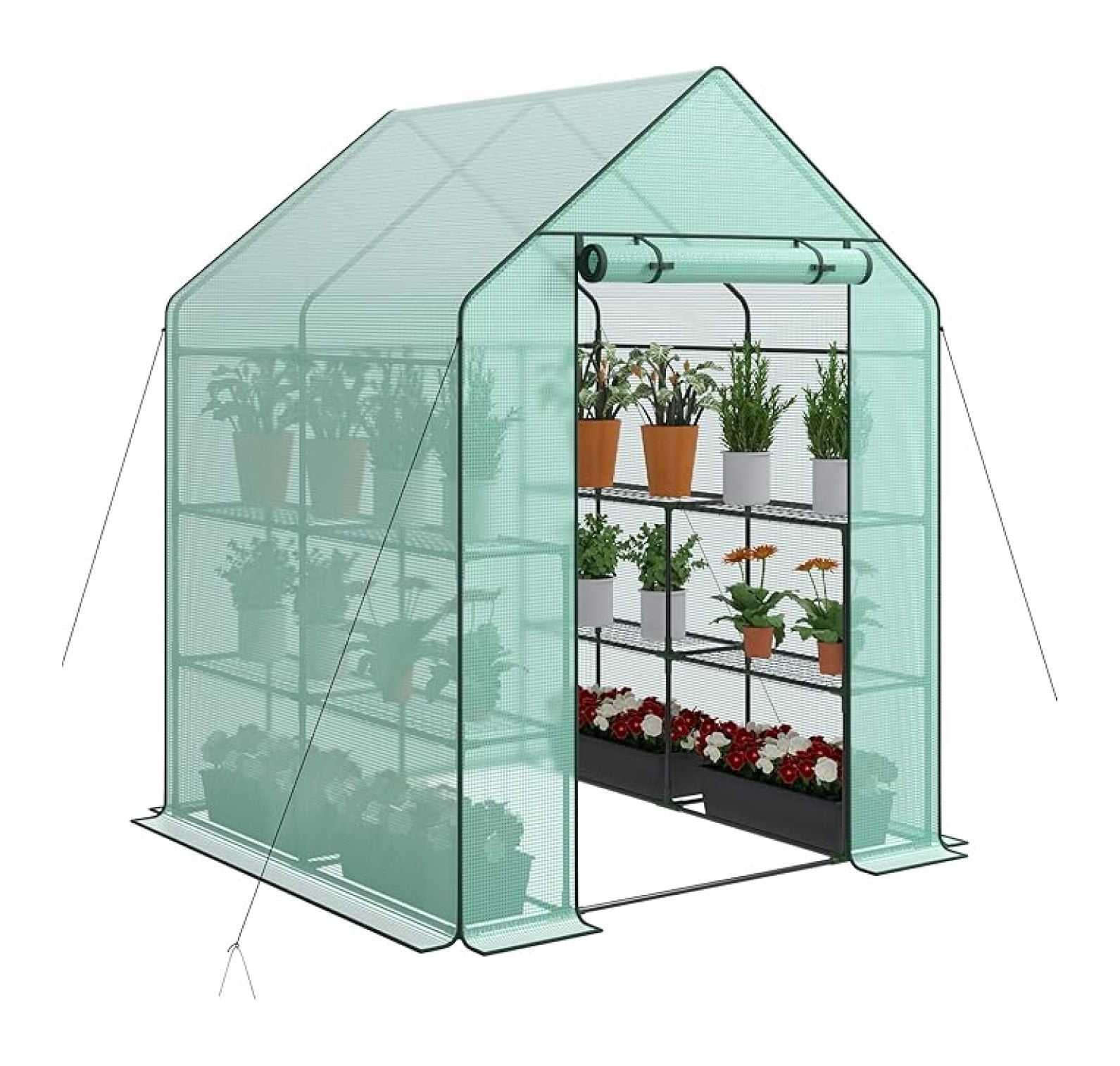 Walk-in Greenhouse for Outdoors, 57 x 57 x 77 inch, Portable PE Cover ...