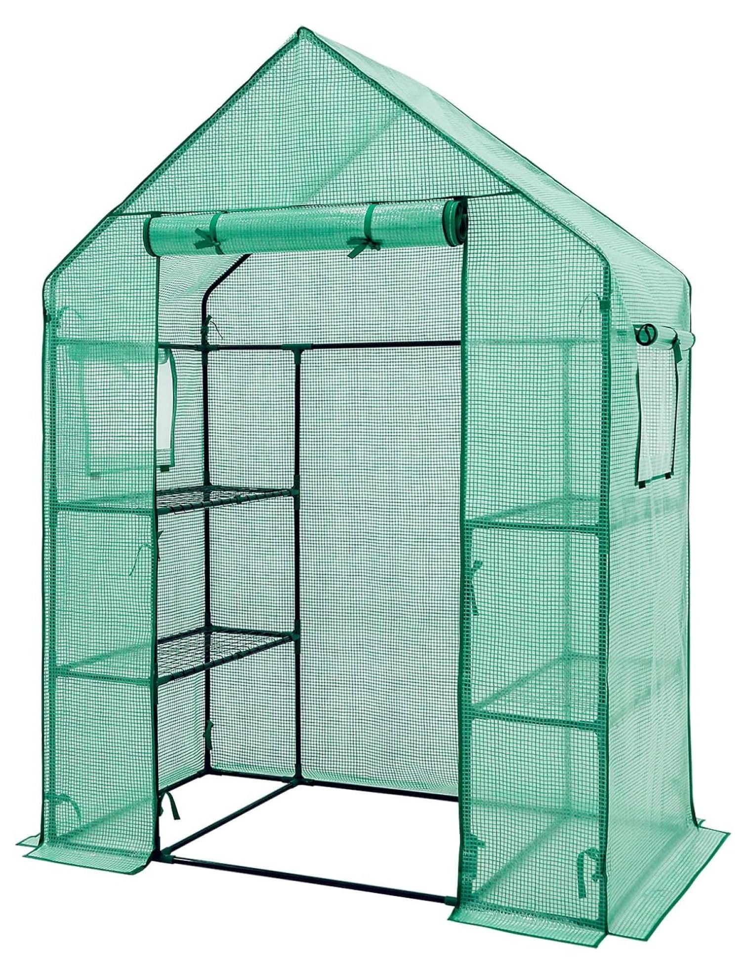 Walk in Mini Greenhouse with Windows, 57x29x77 Inch, 3 Tiers 4 Shelves ...