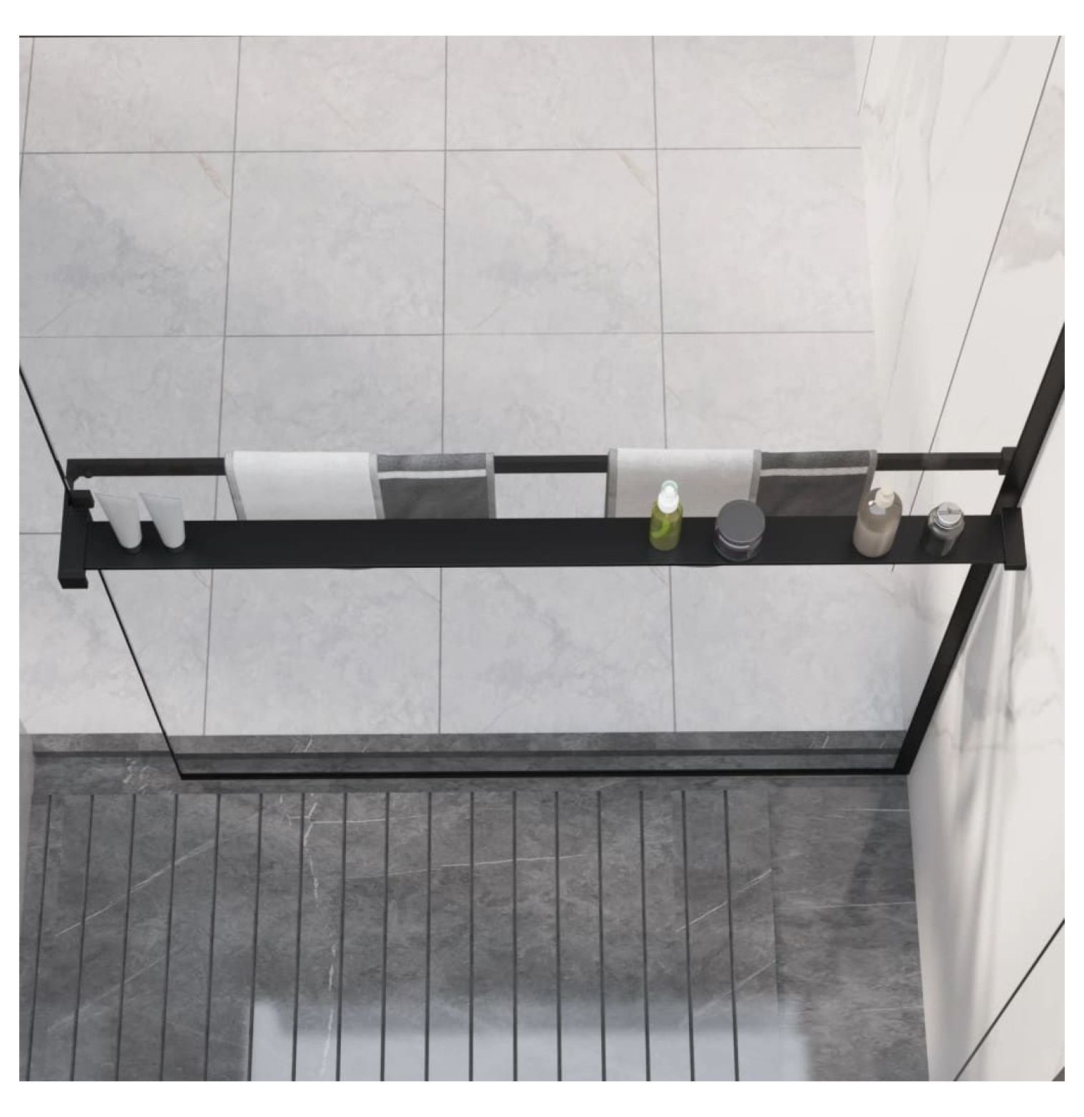 Walk-in Shower Shelf Black 39.4", Aluminum Shower Wall Shelves ...