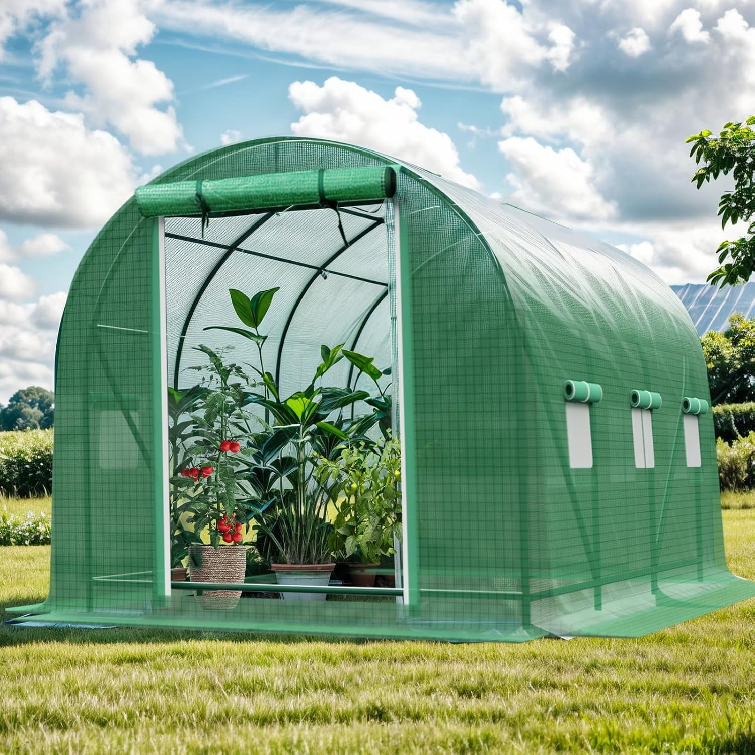 Walk-in Tunnel Greenhouse，Portable Plant Hot Housewith Dual Zippered ...