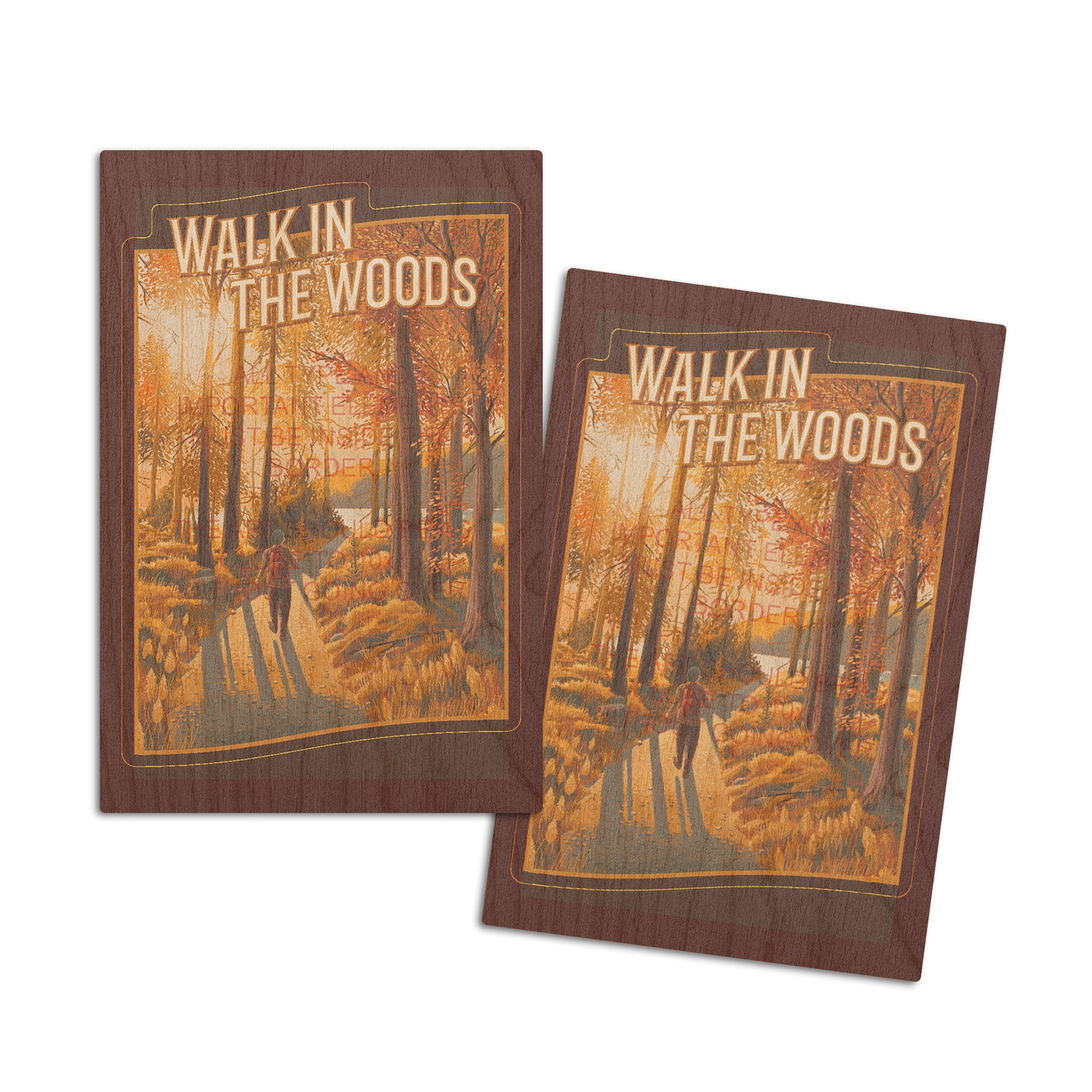 Walk in the Woods, Day Hike, Contour (4x6 Birch Wood Postcards, 2-Pack ...