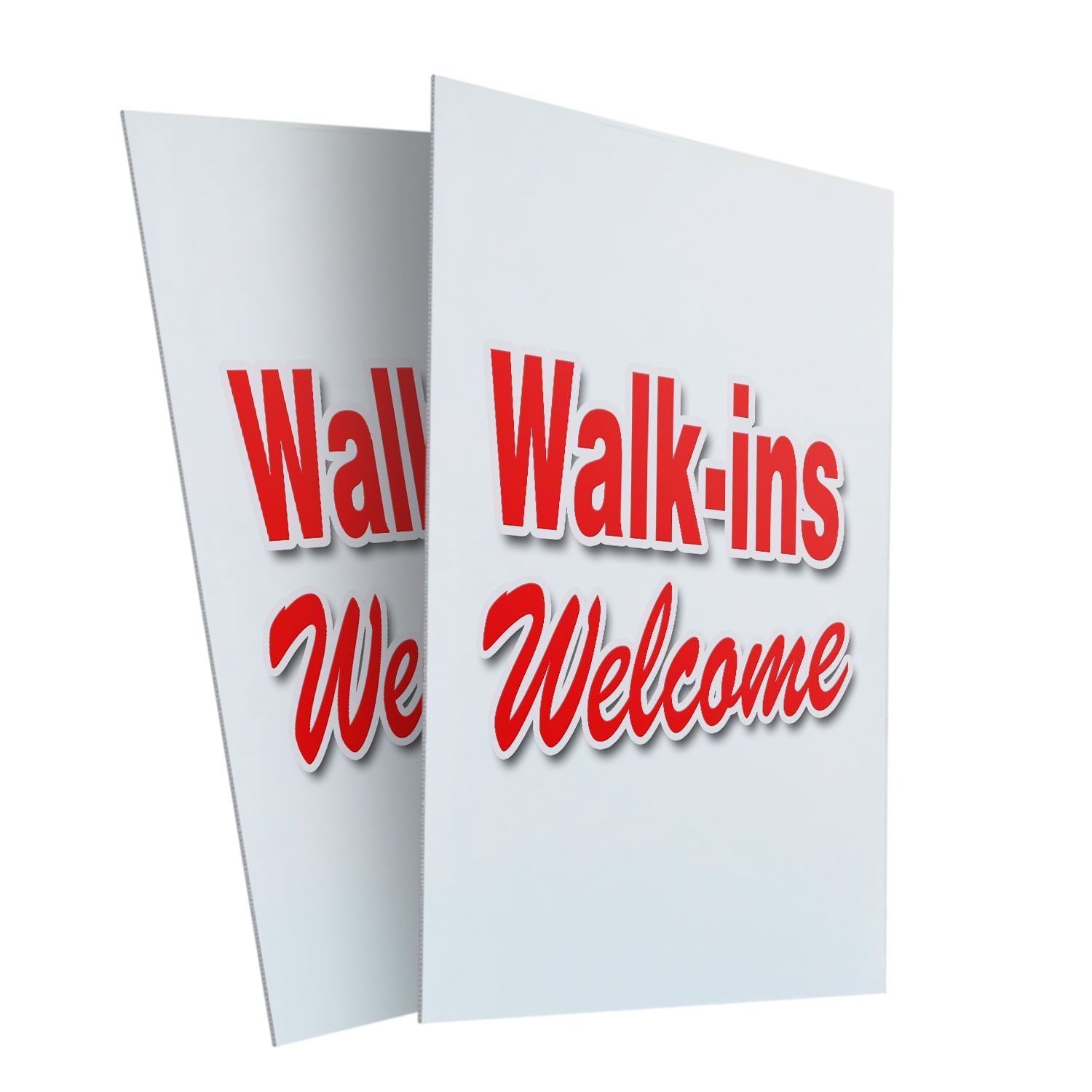 Walk-ins Welcome (2-PACK) 24" x 36" Plastic Signs | Sign Insert 4mm ...