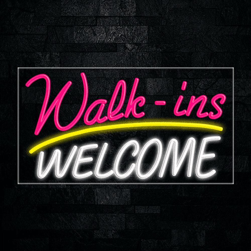Walk ins Welcome-LED Neon Sign 33"L x 18"H #30357 - Walmart.com