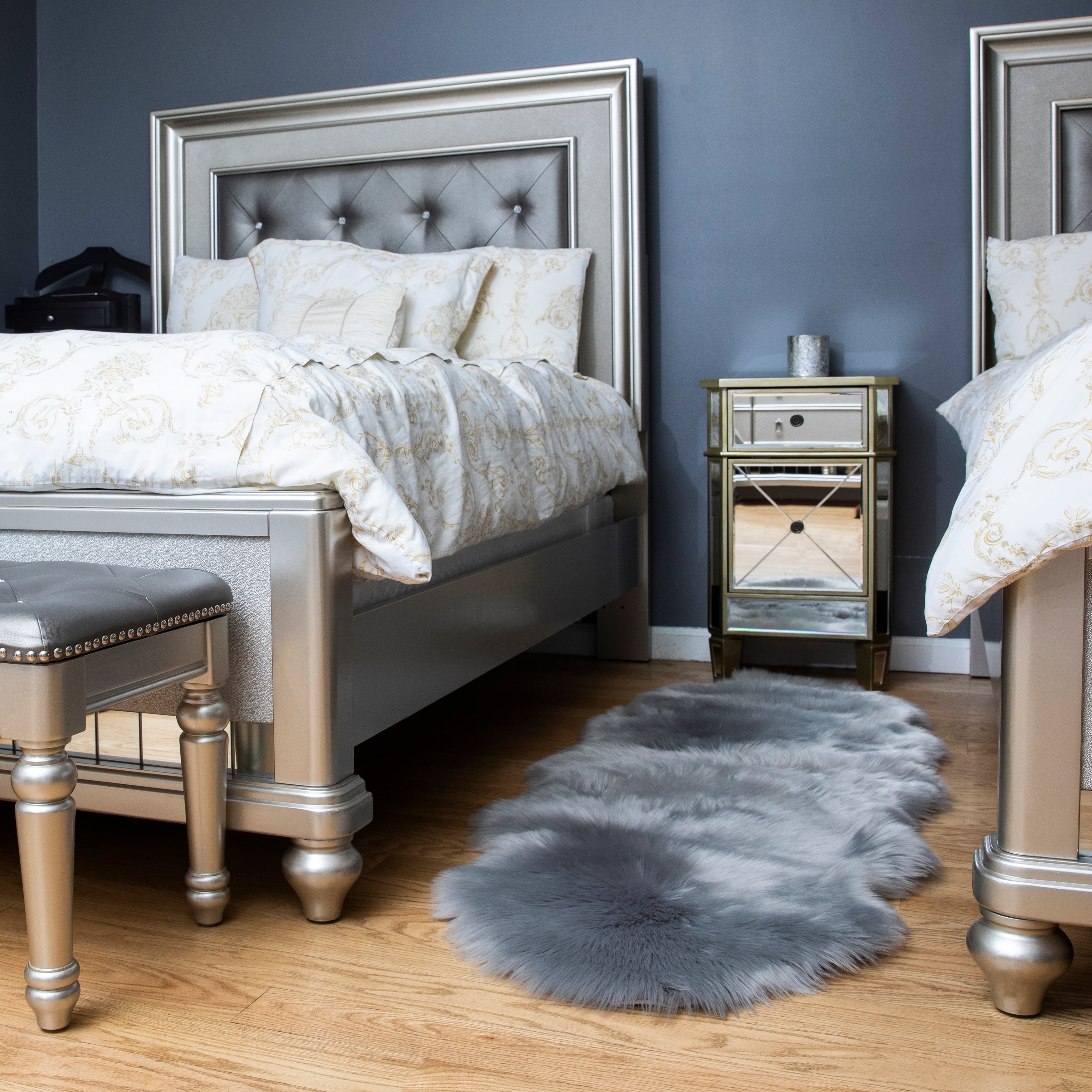 Walk on Me Rugs Double Pelt White Area Rug Silver/Grey Acrylic,Faux ...