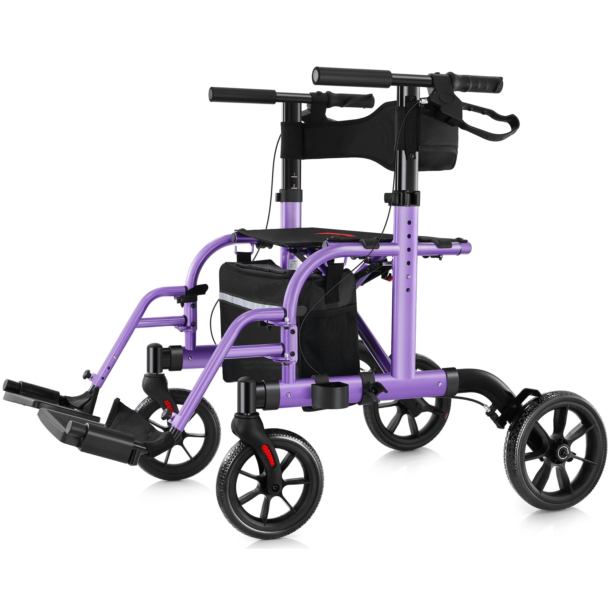 WalkMate 2 in 1 Rollator Walker Transport Chair for Seniors, 10 ...