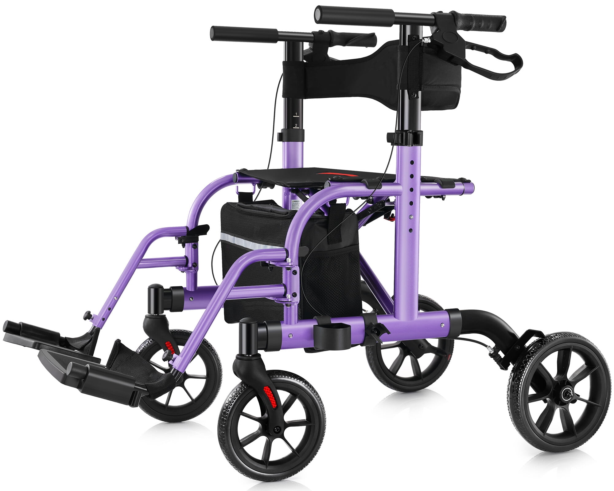 WalkMate 2 in 1 Rollator Walker Transport Chair for Seniors, 10 ...