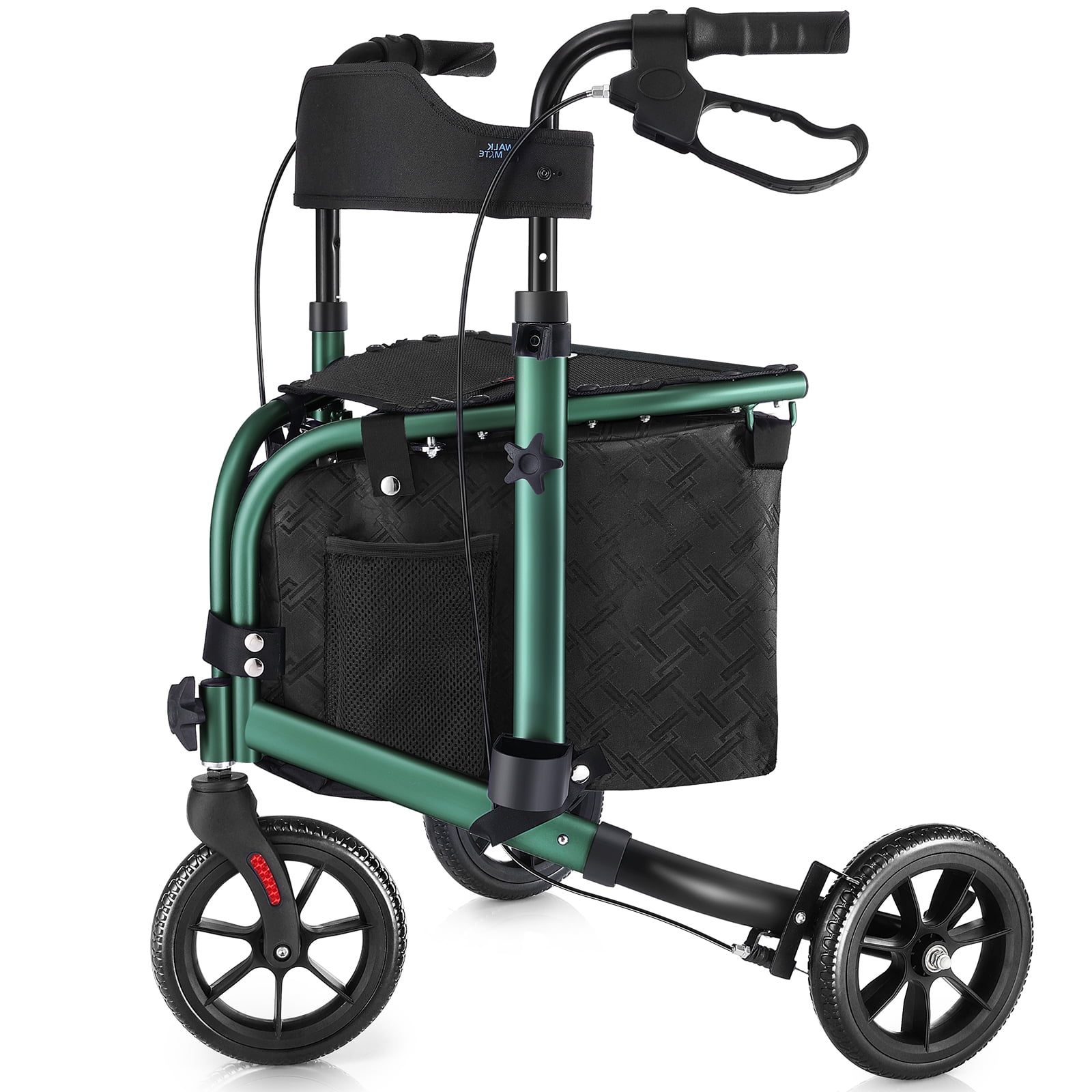 WalkMate 3 Wheel Rollator Walker for Slim Seniors, 8'' Wheels ...