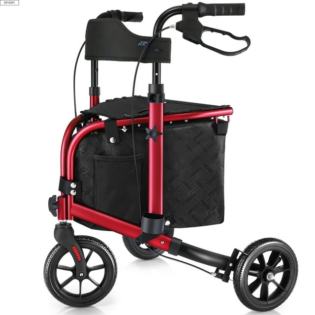 WalkMate 3 Wheel Rollator Walker for Slim Senior, 8'' Wheel Lightweight ...