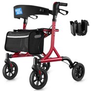 Equate Rolling Walker for Seniors, Rollator with Seat and Wheels, Black ...