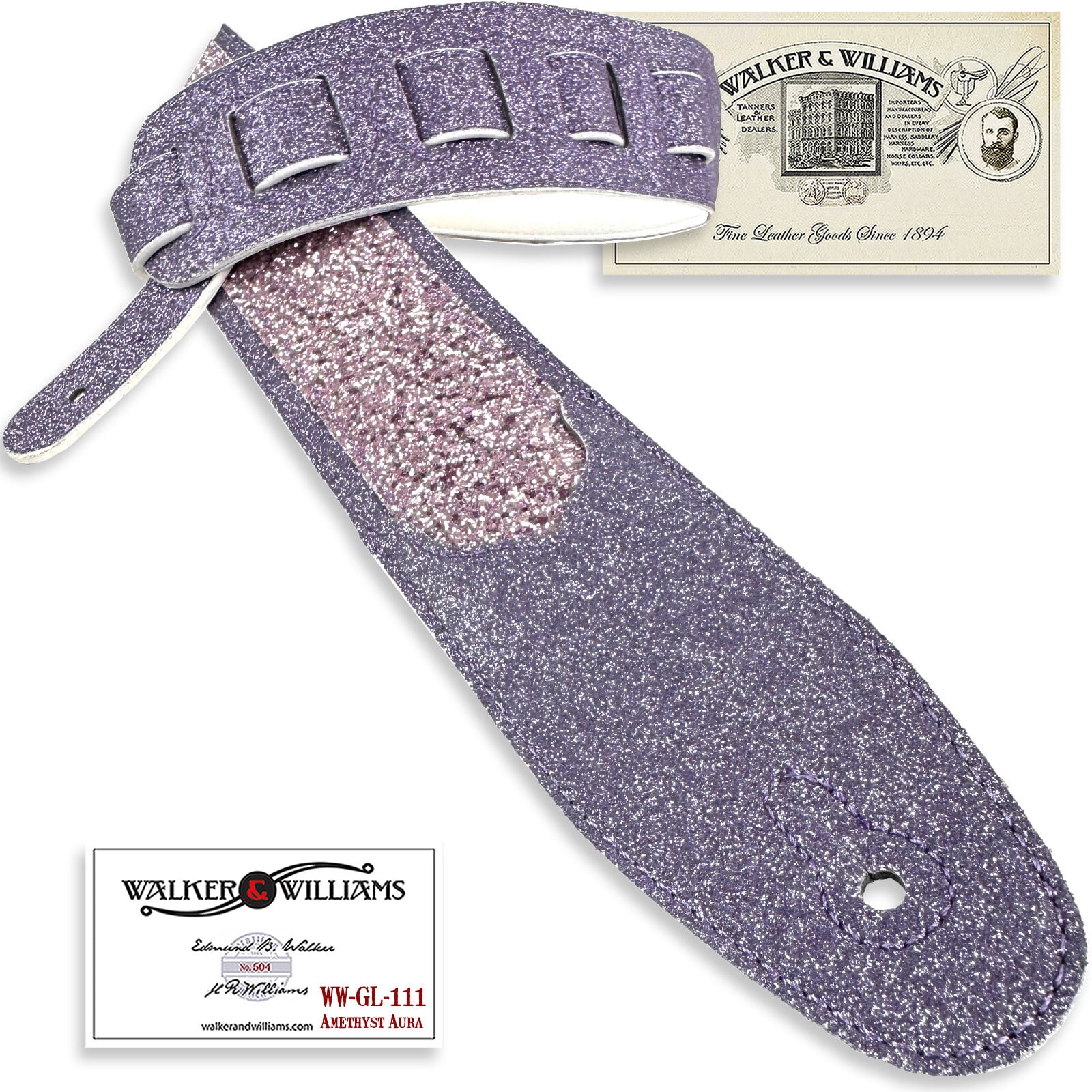 Walker And Williams GL-111 Amethyst Purple Glitter Bomb Padded Guitar ...