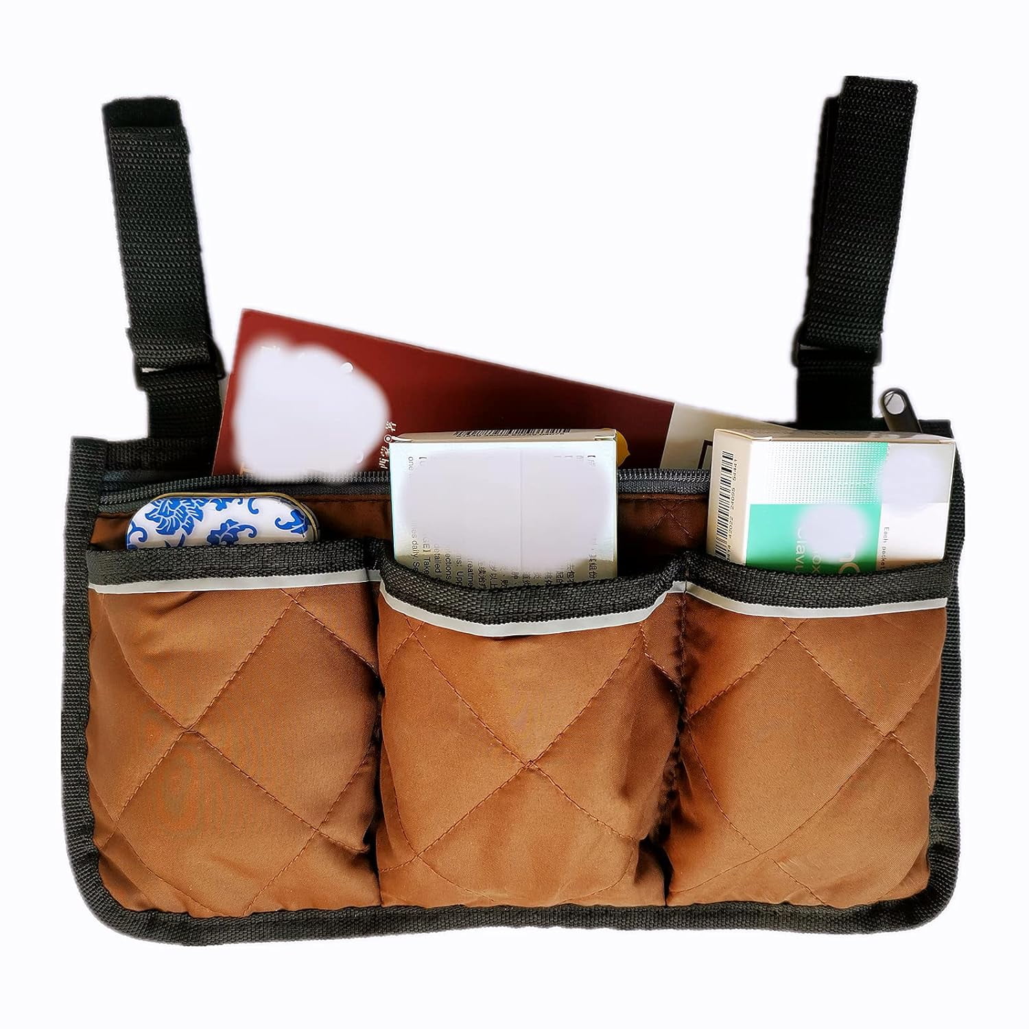 Walker Bag with 3 Open Pockets Large Capacity Storage Pouch Wheelchairs ...