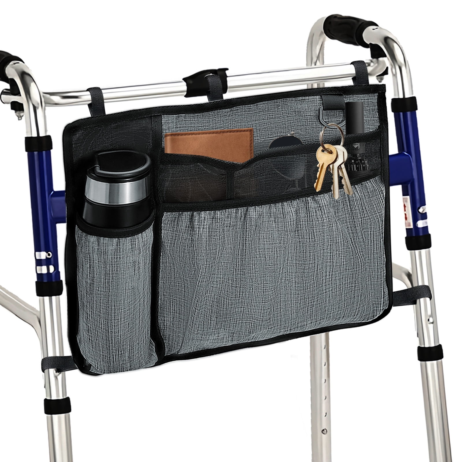 Walker Bag with Cup Holder for Folding Walker Rollator, Large Capacity ...