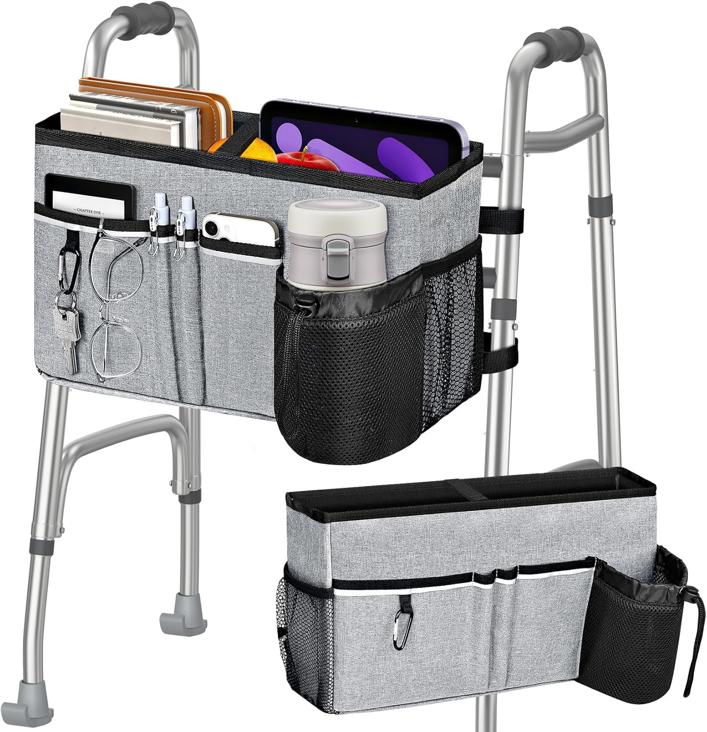 Walker Bag, Multi Pockets Folding Walker Basket Tote Bag with Cup ...