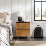 Walker Edison 2-Drawer Wood Nightstand, Mid-Century Modern, Natural ...