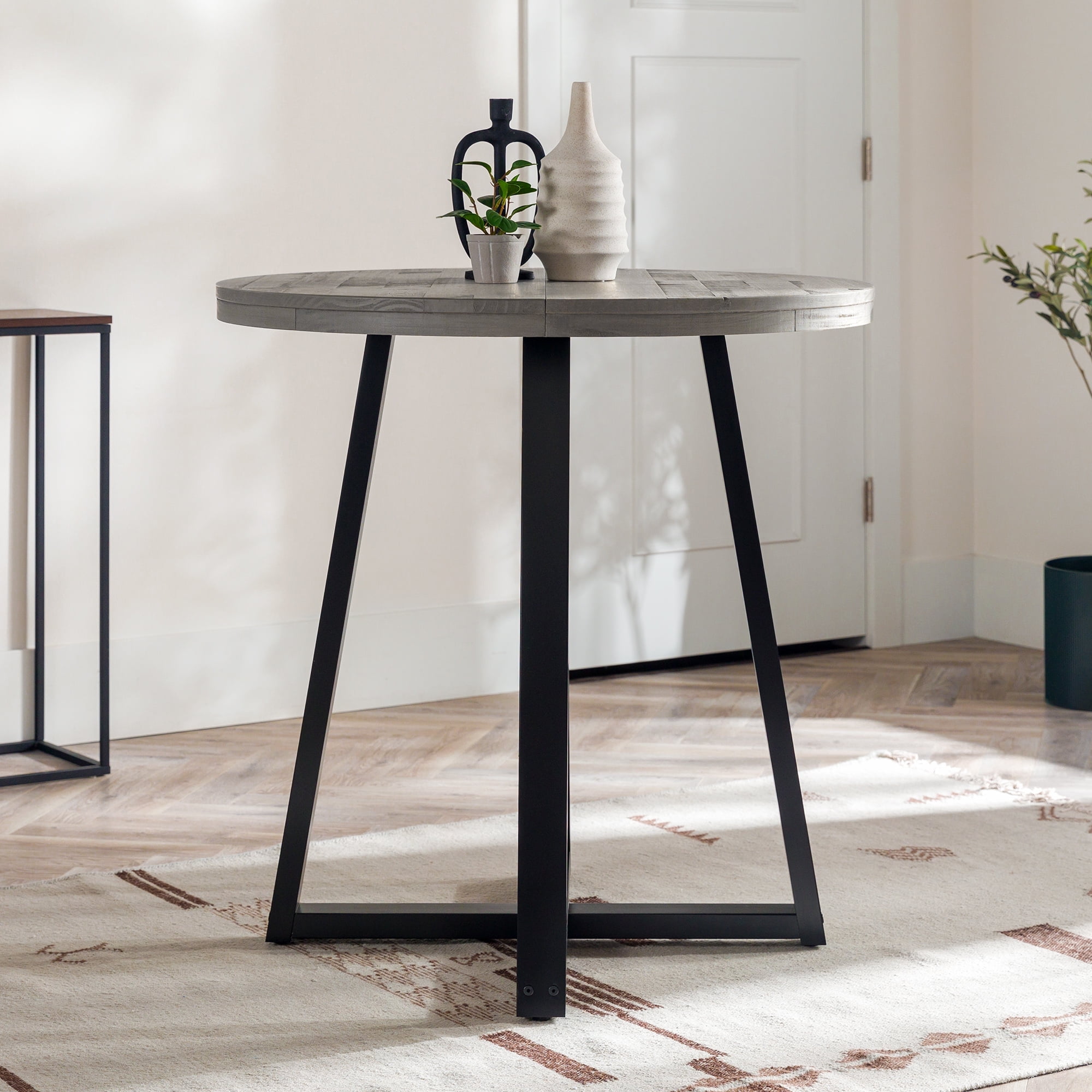 Walker Edison 36” Rustic Distressed Wood Counter-Height Dining Table ...
