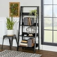 Walker Edison 4-Shelf Wood Leaning Ladder Bookshelf, Black - Walmart.com