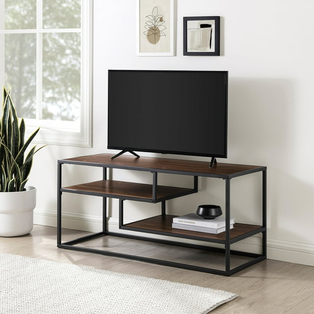 Walker Edison 40" Contemporary 2-Shelf TV Stand for TVs up to 43", Dark ...