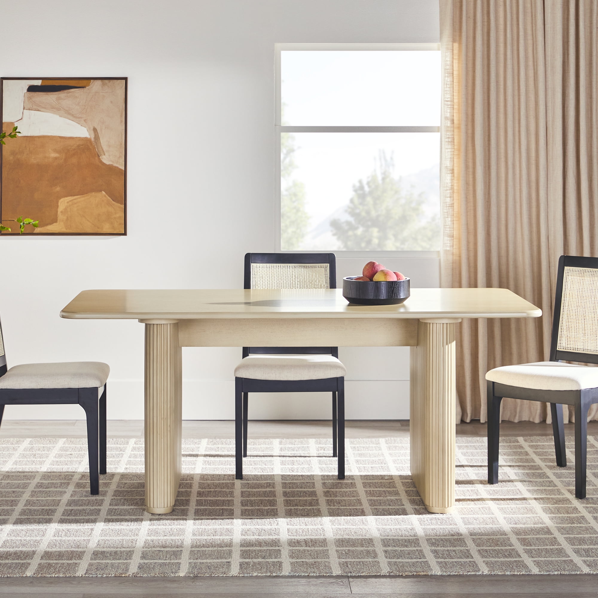 Walker Edison 68" Modern Mango Dining Table with Reeded Base, Birch ...