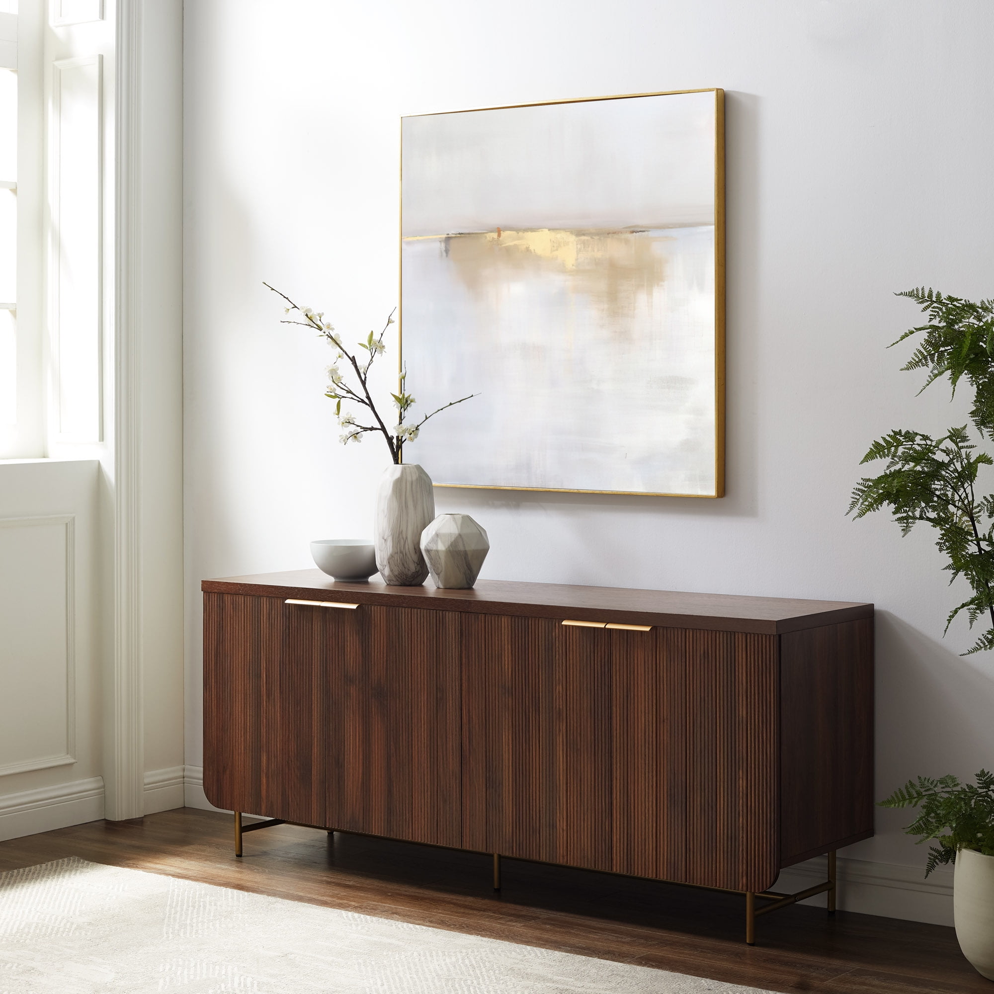 Walnut and gold sideboard store