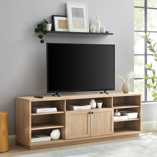 Walker Edison 70” Classic Modern TV Stand for TVs up 75”, Coastal Oak ...