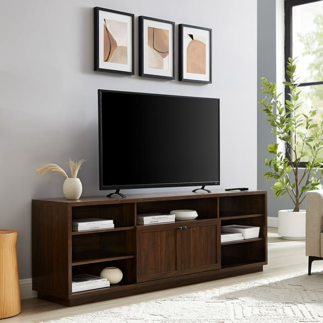 Walker Edison 70” Classic Modern TV Stand for TVs up 75”, Dark Walnut ...