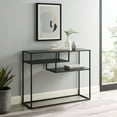Walker Edison Contemporary Wood and Metal Tiered Entryway Table, Black ...