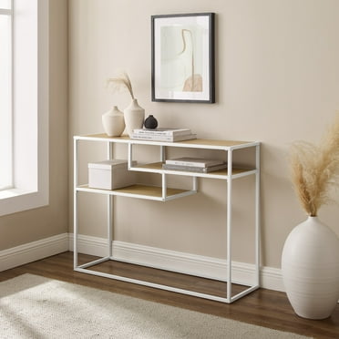 Walker Edison 42" Metal and Wood Console Table with Tiered Shelves ...
