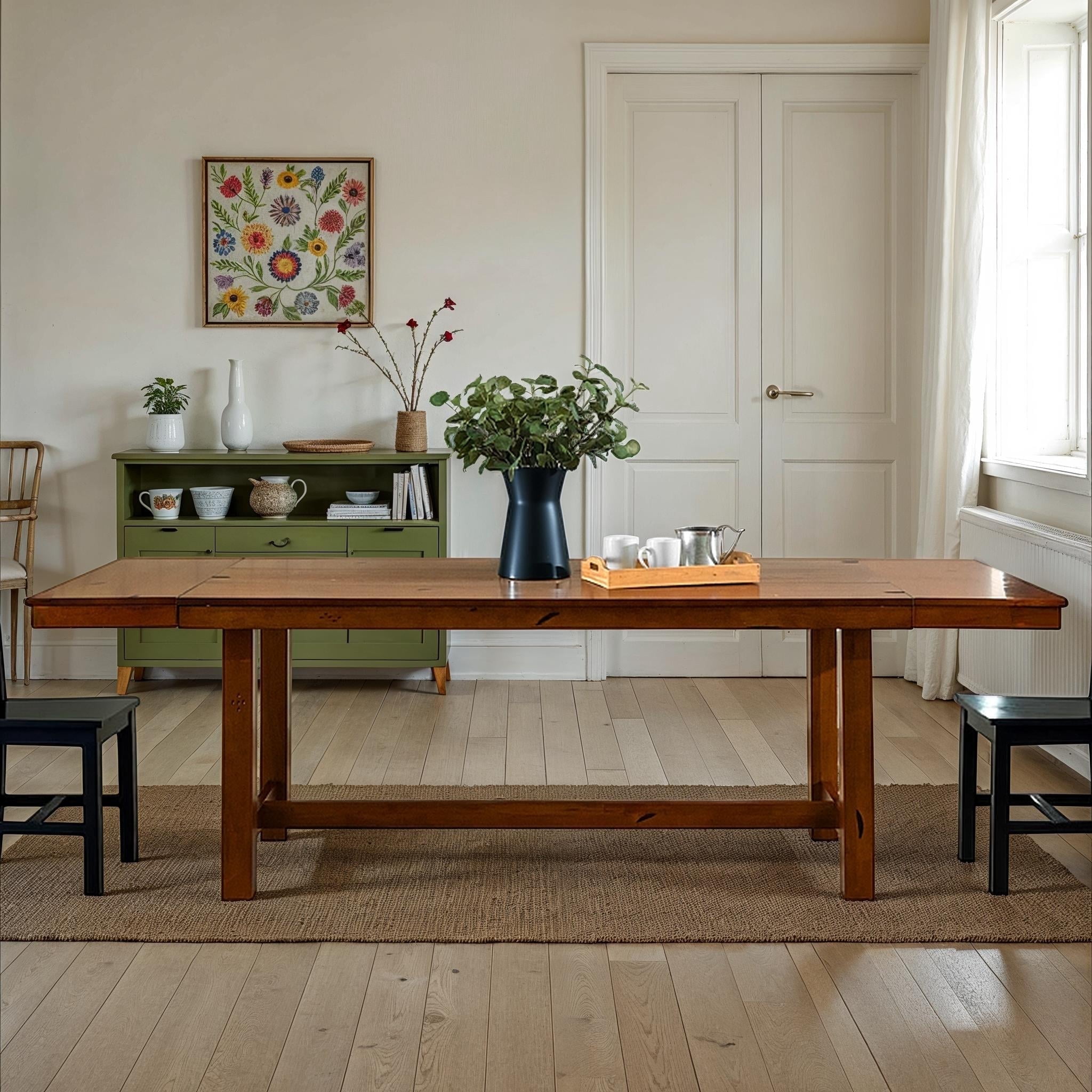 Walker Edison Dark Oak Country Expandable Dining Table - Walmart.com