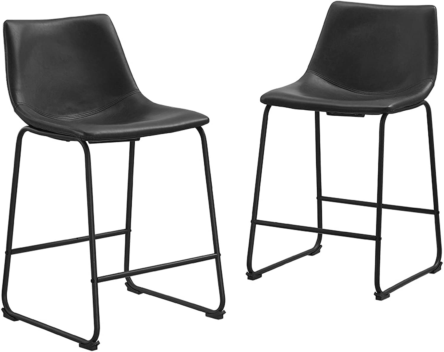 Walker Edison Douglas Urban Industrial Faux Leather Armless Counter ...