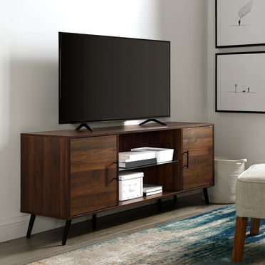 "Walker Edison Barn Door TV Stand, Rustic Wood Entertainment Center for ...