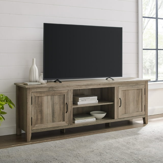 Walker Edison Modern Farmhouse TV Stand for 80" TVs, Grey Wash with ...