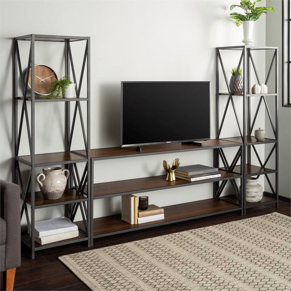 Walker Edison Furniture GBS60XM2DW 3 Piece Industrial Bookcase Set ...