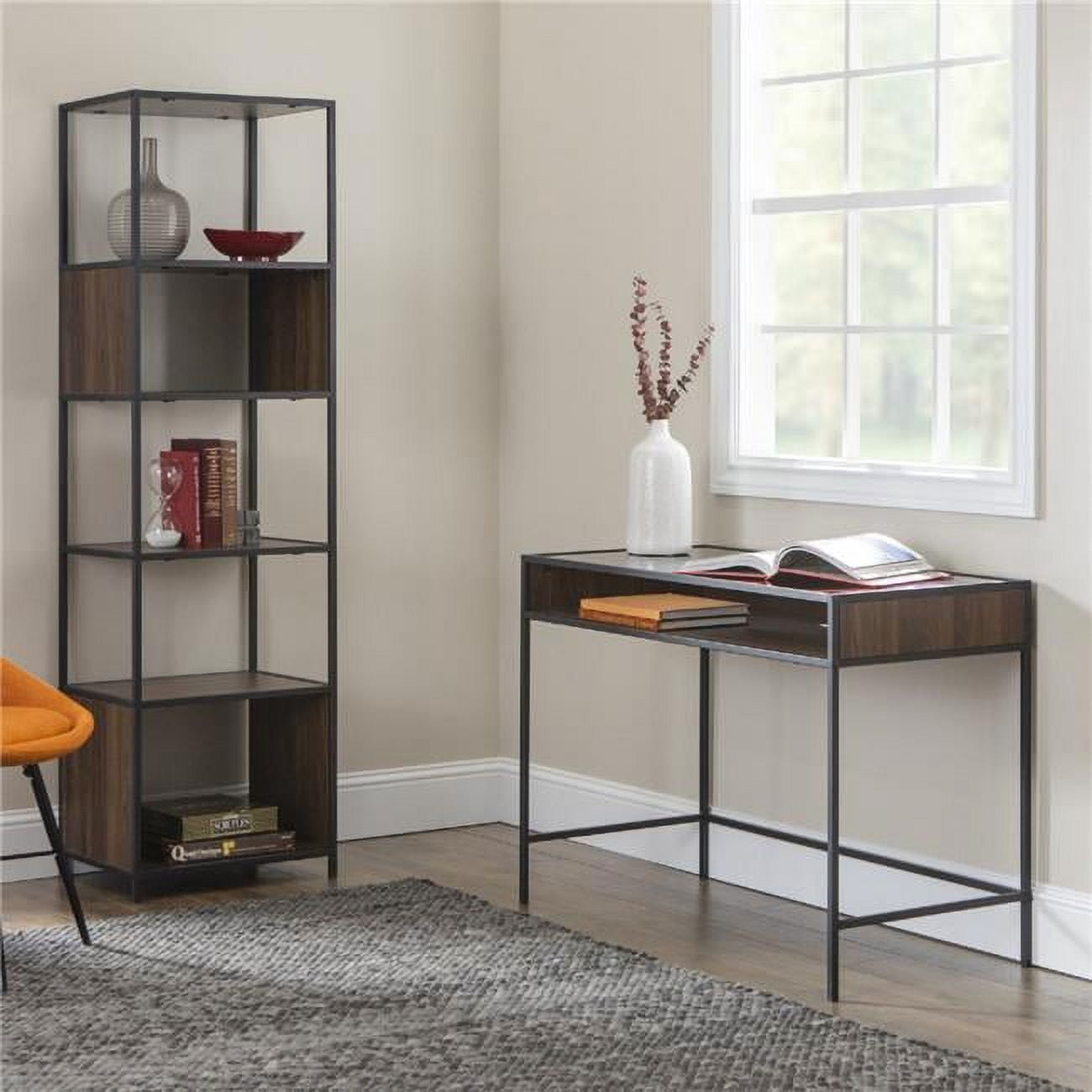 Walker Edison Furniture GD42AF70DW 2 Piece Home Office Set, Dark Walnut ...
