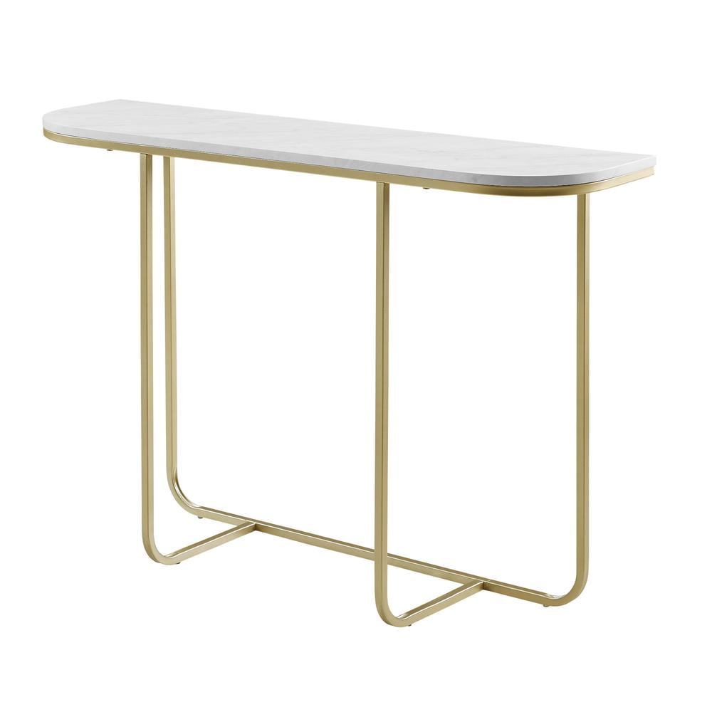 Walker Edison Harley 44" Modern Curved Entry Table in Faux White Marble ...