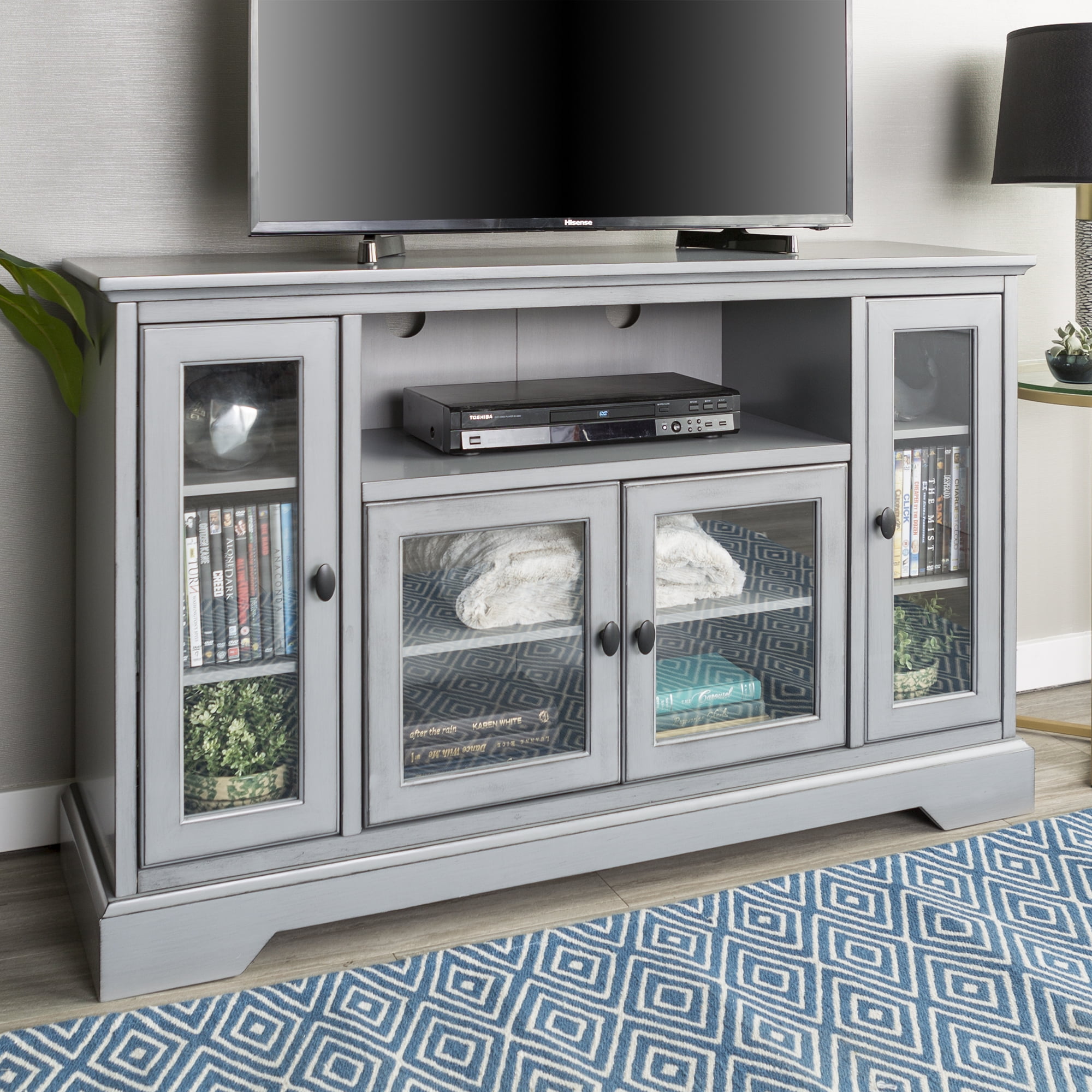 Walker Edison Highboy-Style Wood Media Storage TV Stand Console for TVs ...