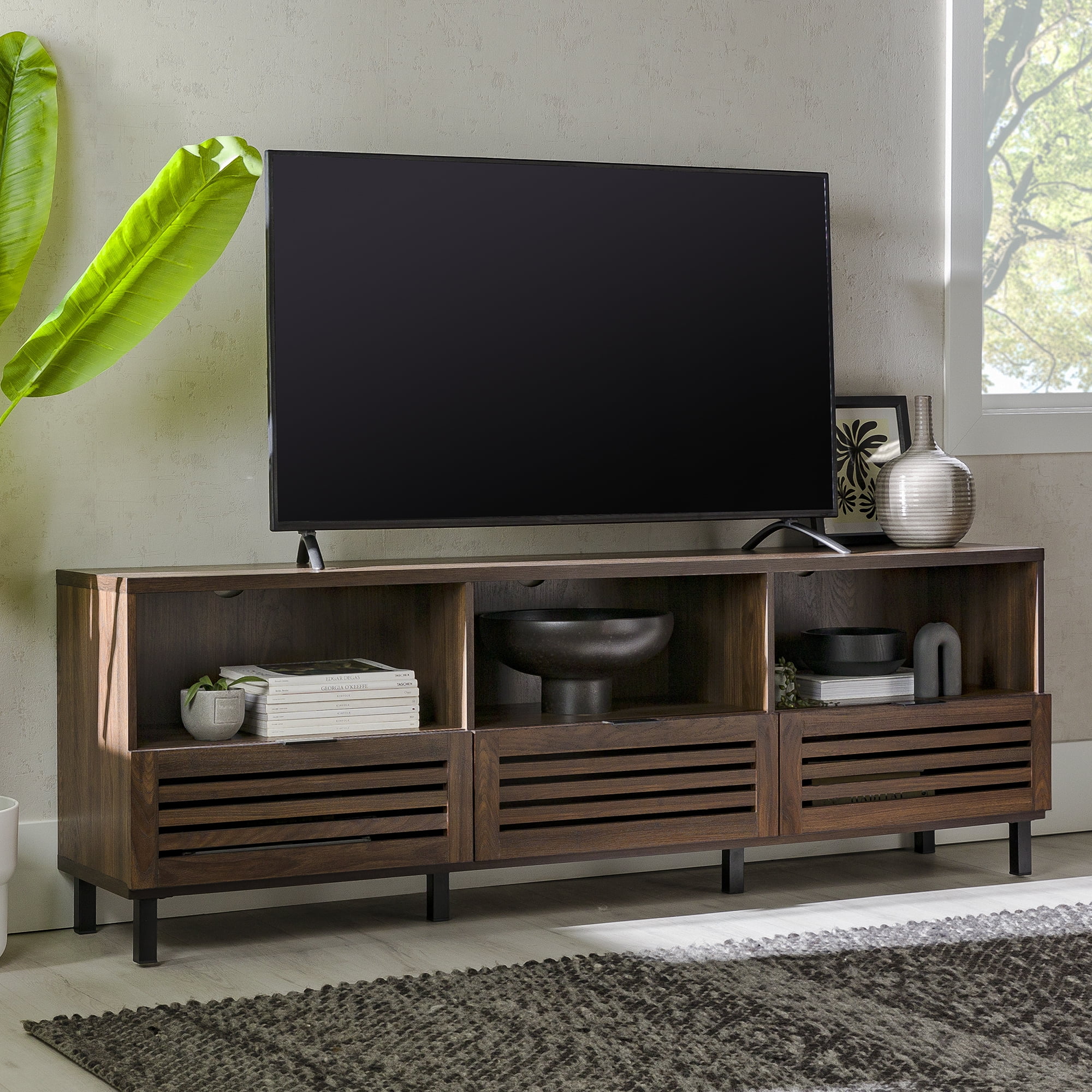 Free Shipping! Walker Edison Jackson Modern Slatted 3-Drawer TV Stand ...