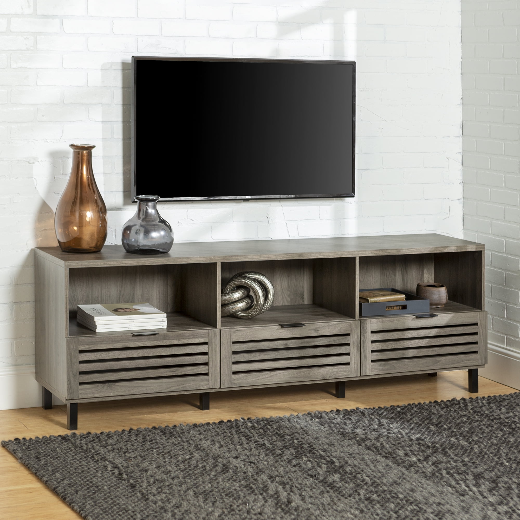 Free Shipping! Walker Edison Jackson Modern Slatted 3-Drawer TV Stand ...