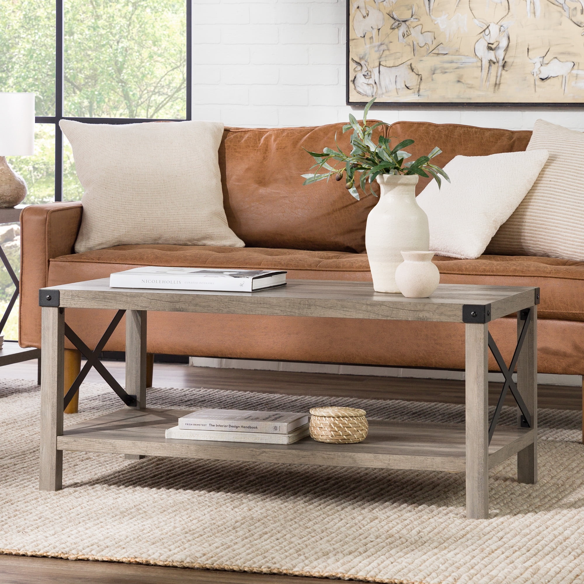 Walker edison coffee table grey wash store