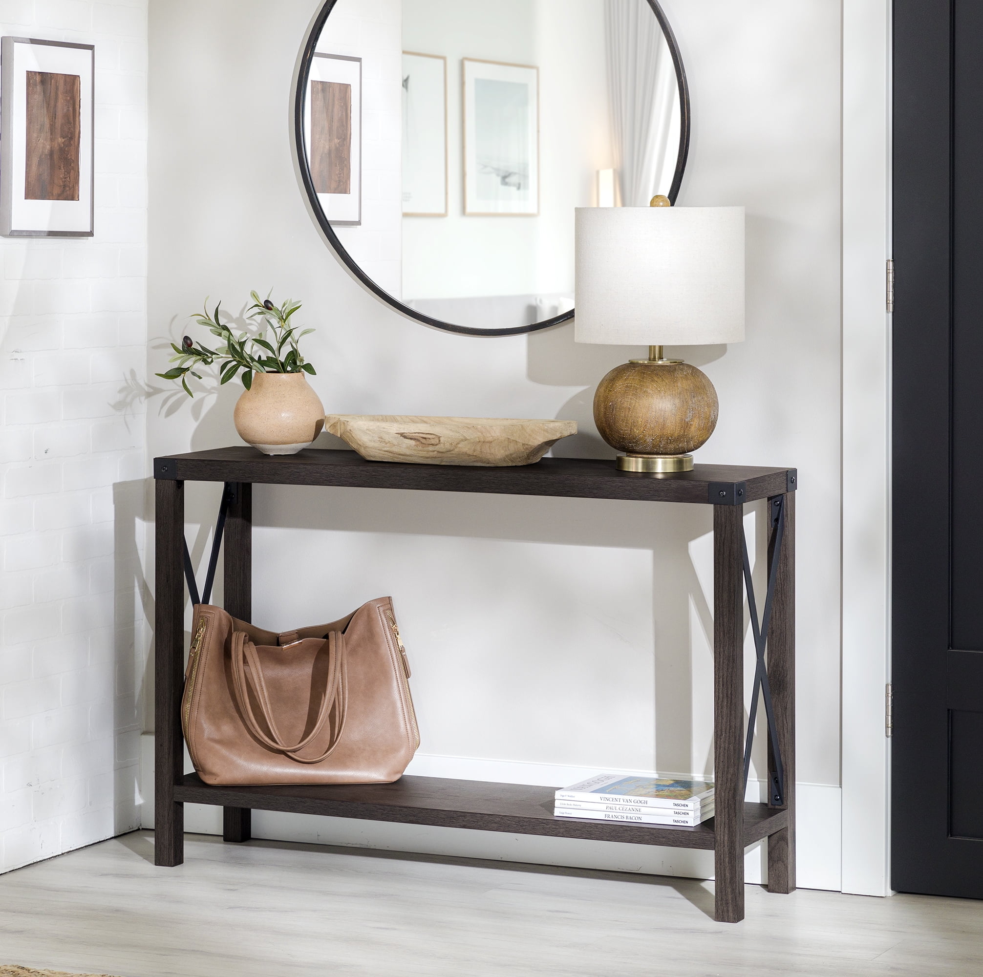 Walker Edison Magnolia Metal X Console Table, Sable - Walmart.com