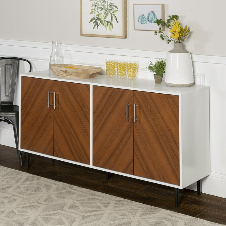 Walker Edison Margot Mid Century Book Match Dual Cabinet Buffet Walmart