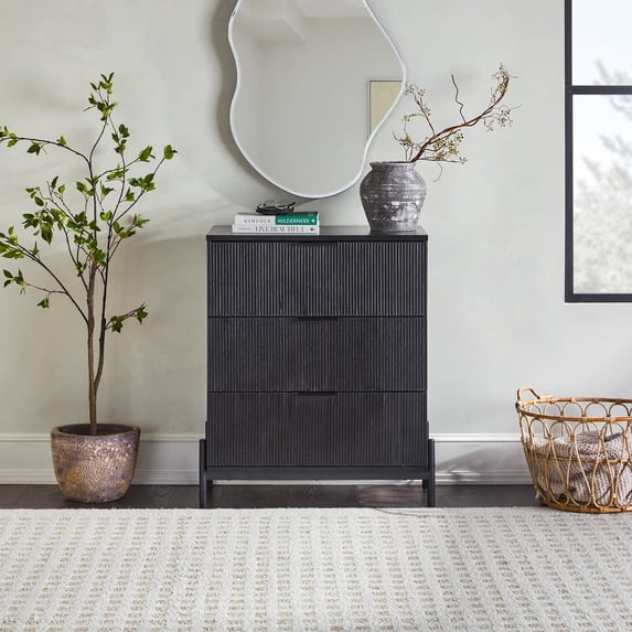 Walker Edison Mid-Century 3-Drawer Chest with Reeded Drawer Fronts ...