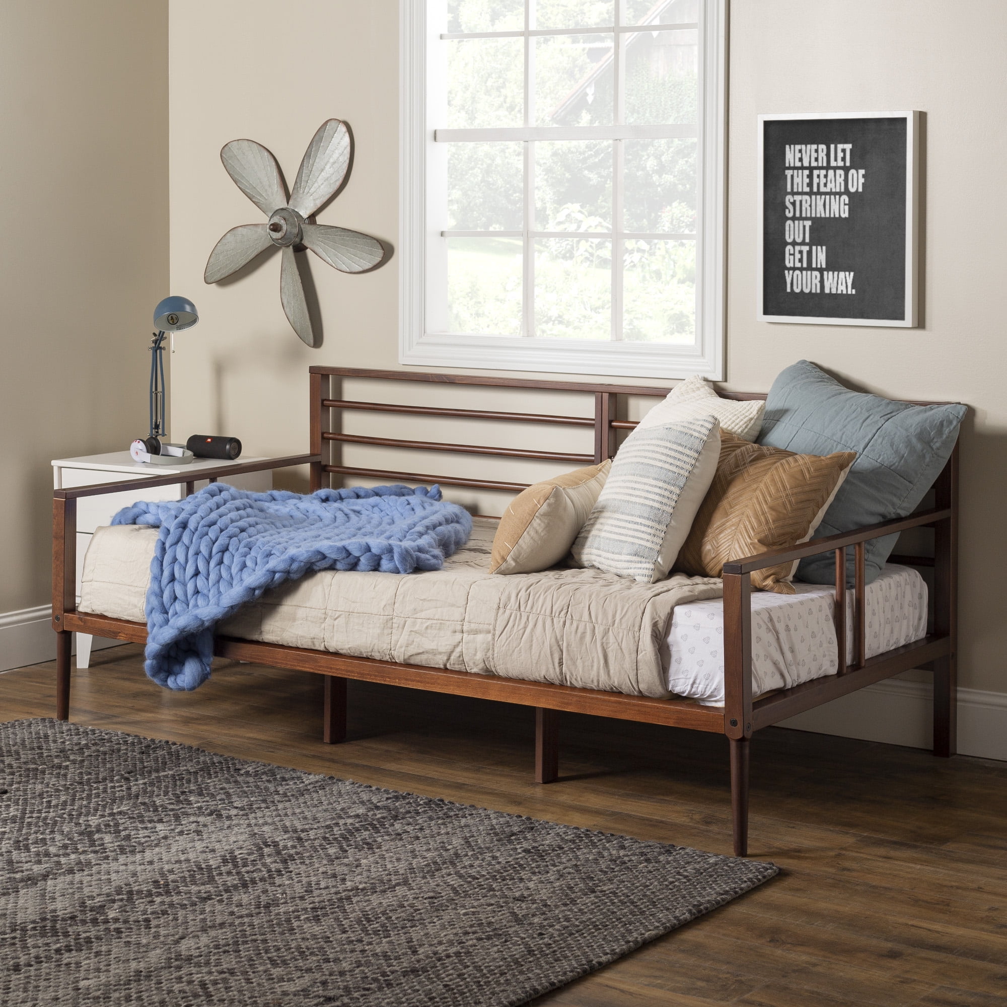 Walker Edison Mid-Century Miller Solid Wood Spindle Daybed, Walnut ...