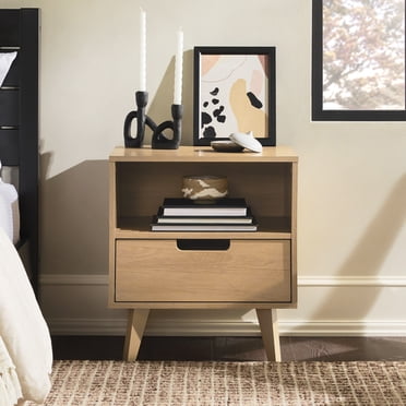 Walker Edison Mid Century Modern 2 Drawer Wood Nightstand - Walnut ...