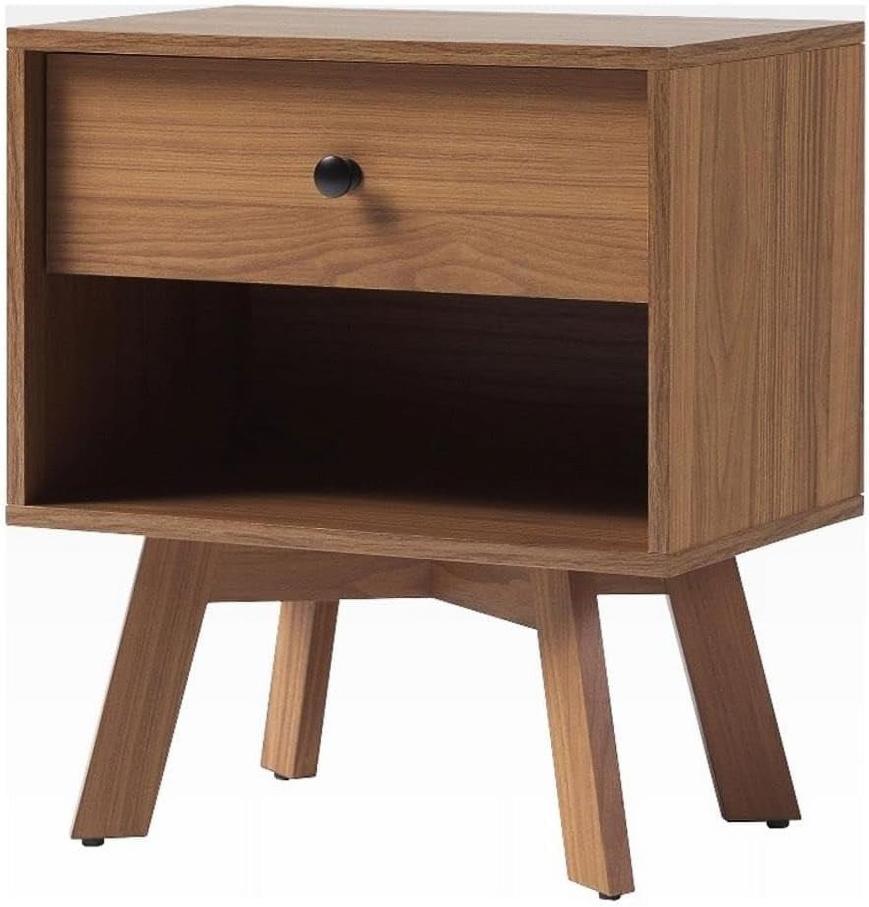 Walker Edison Mid Century Modern 1-Drawer Nightstand Bedroom Storage Drawer and Shelf Bedside ...
